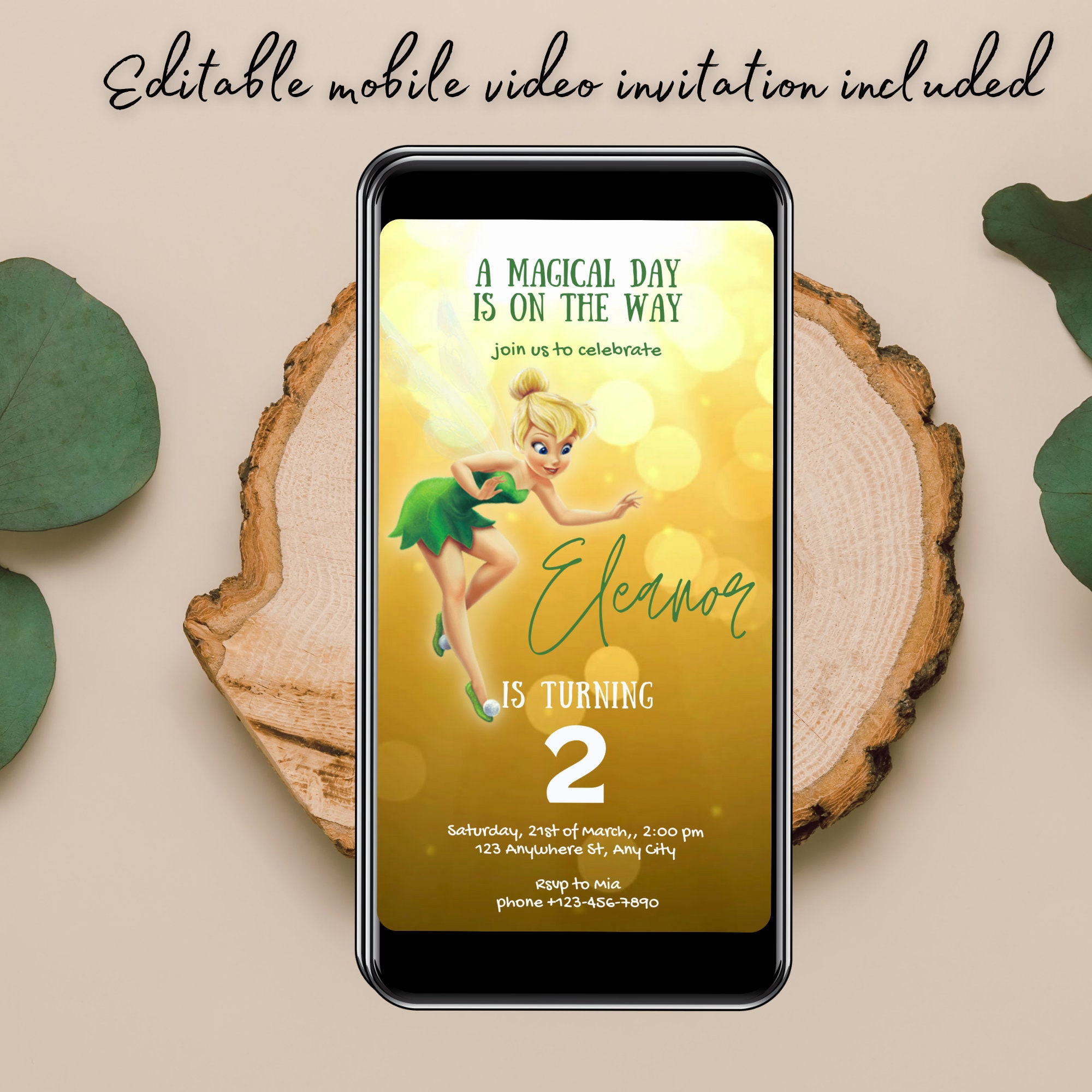 Tinkerbell Editable Invitation, Fairy Birthday Party Tinkerbell Party ...