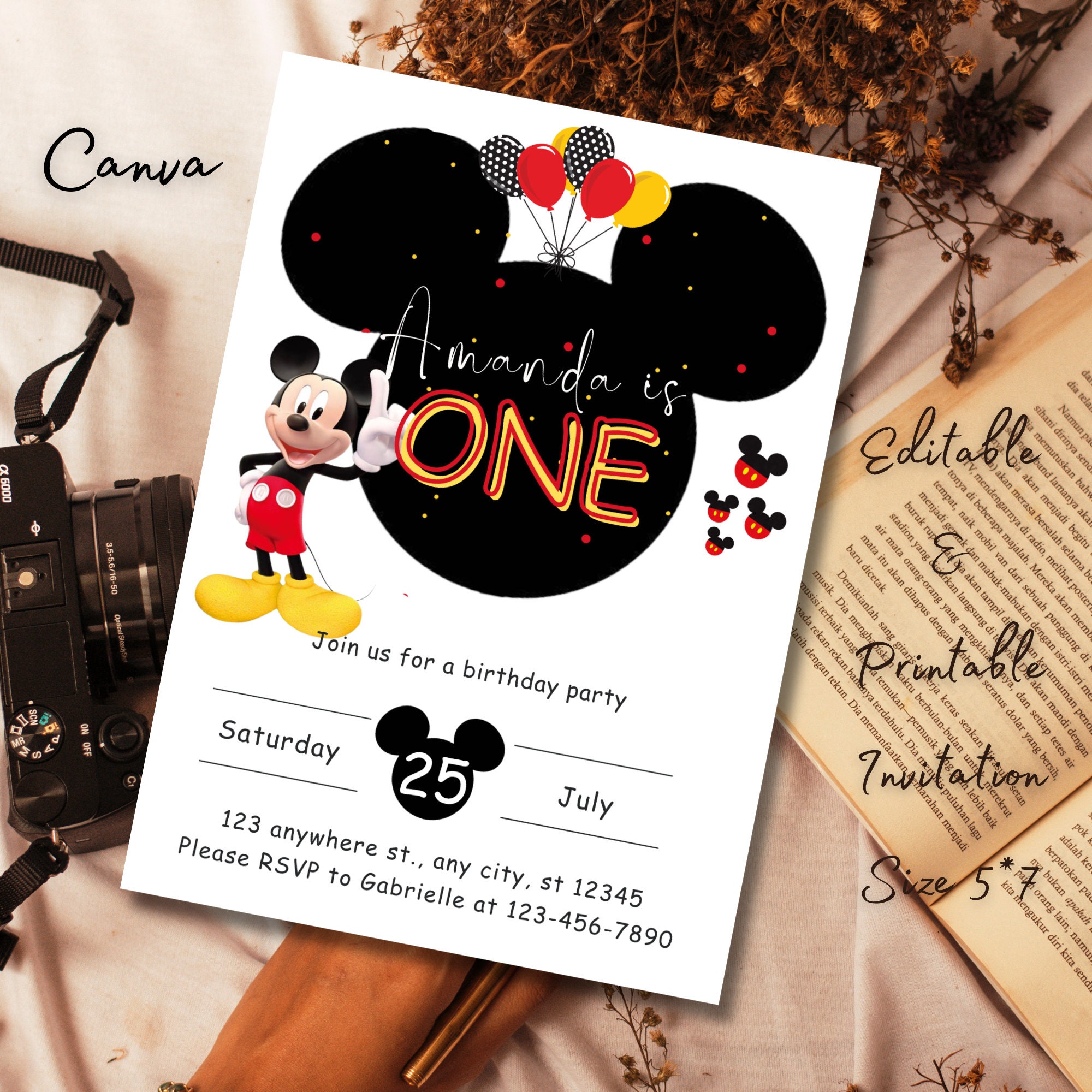 Mickey Mouse Birthday Invite, Birthday Invitation Mickey, Birthday Boy ...
