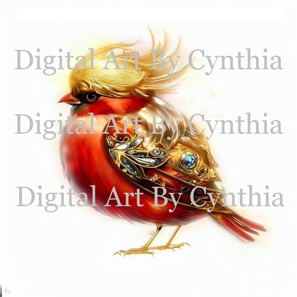Cardinal Digital Download Fantasy Cardinal Digital Image Nature Art ...