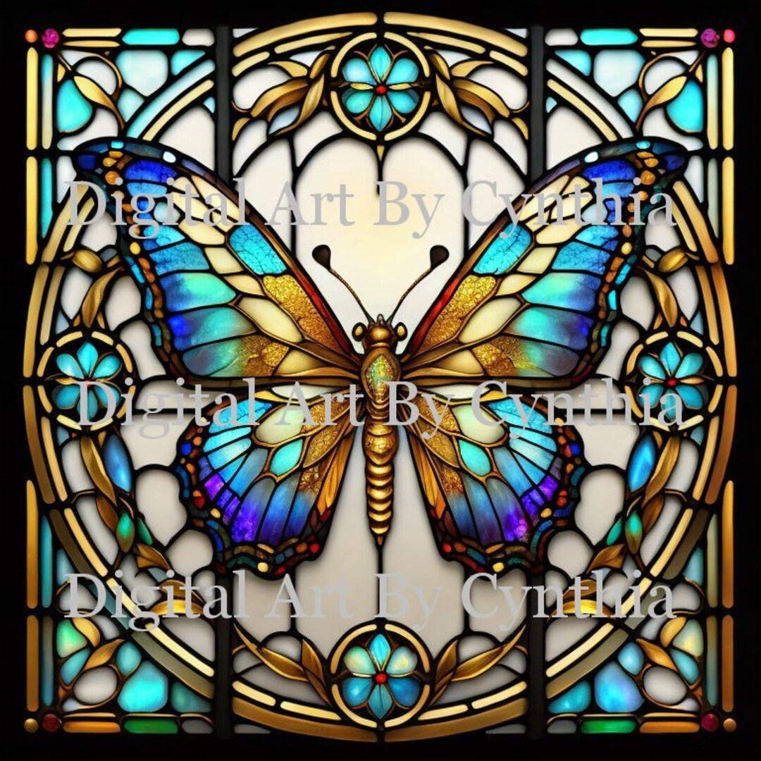Butterfly Digital Download Stained Glass Butterfly Image Download ...