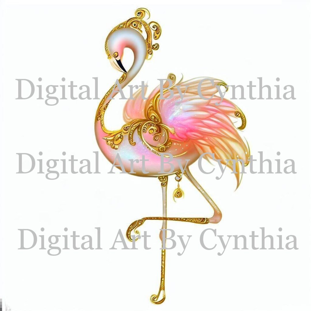 Flamingo Digital Download Fantasy Flamingo Download Nature Art Image ...