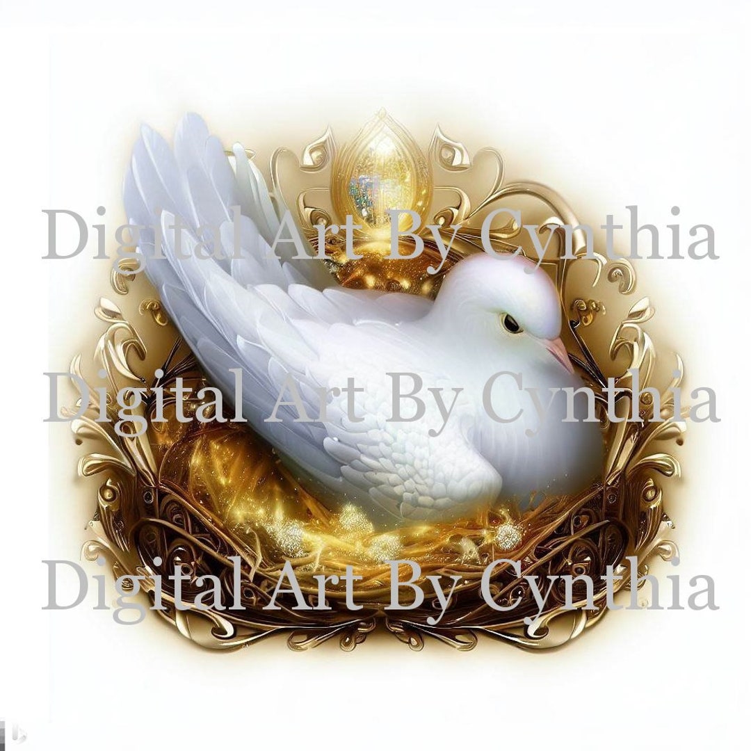Dove in Nest Digital Download Fantasy Dove Bird Digital Nature Art Dove ...