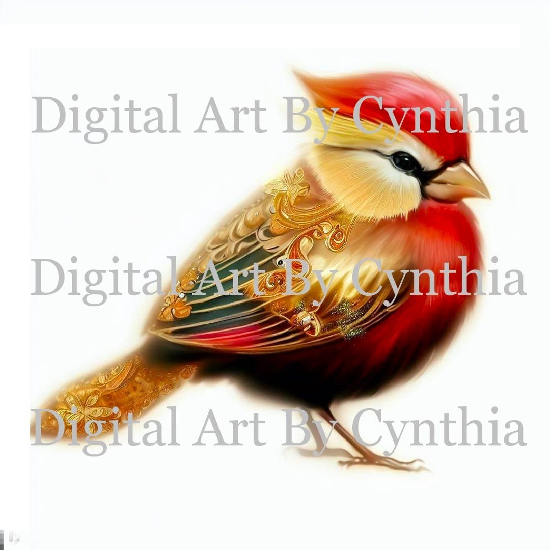 Cardinal Digital Download Fantasy Cardinal Digital Image Nature Art ...