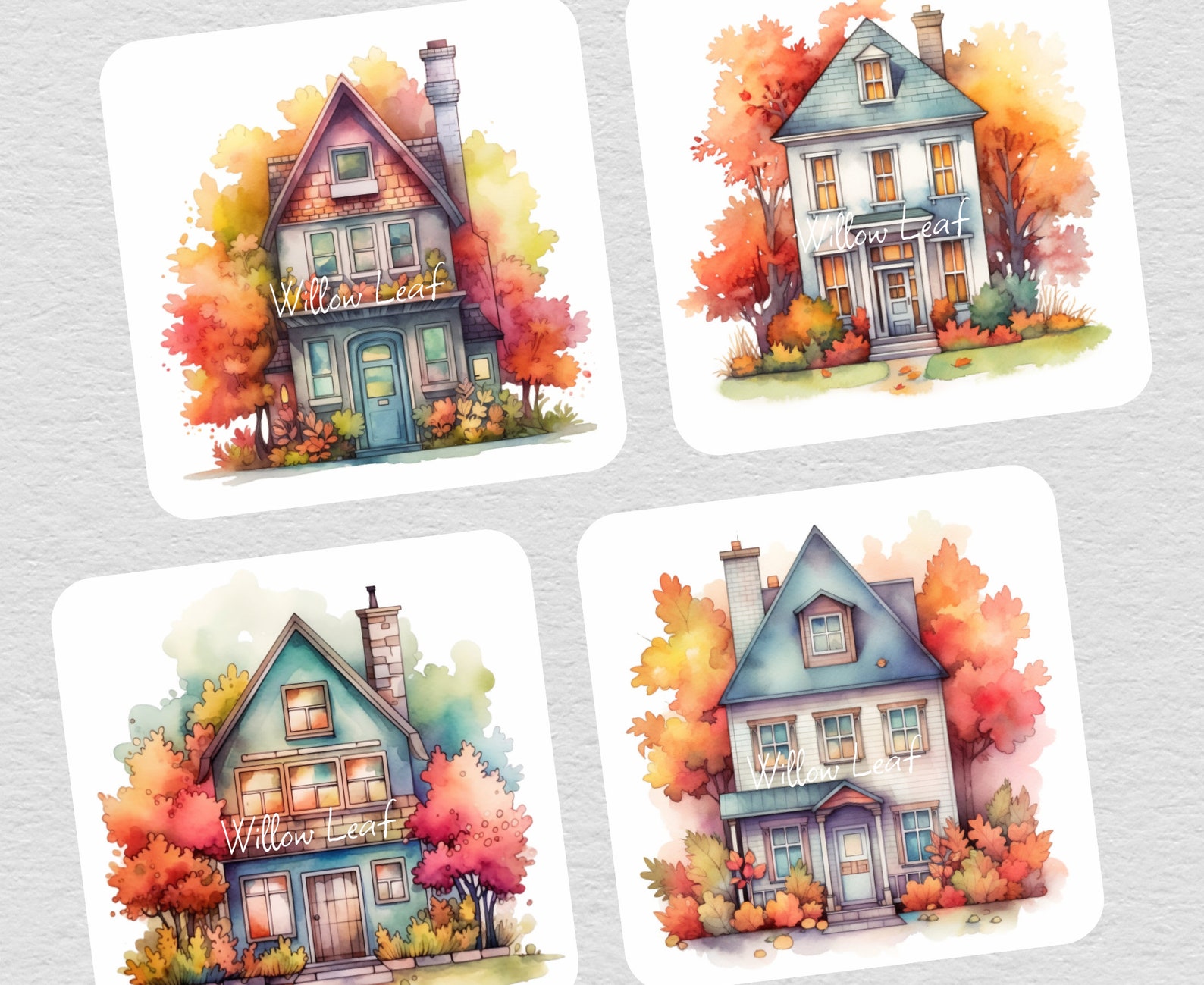 Watercolor Fall House Clipart 16 High Quality PNG Watercolor Clipart ...