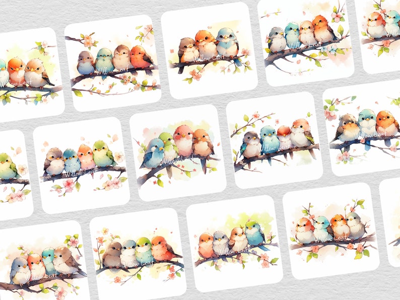 Cute Birds Clipart 12 High Quality PNG Watercolor Clipart - Etsy