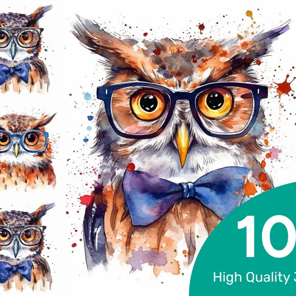 Owl With Glasses - Etsy