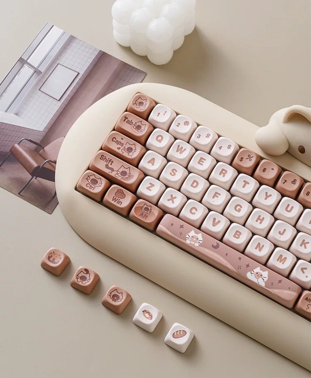 Cocoa Cookie Cat PBT MOA 141keys Keycaps for Mechanical - Etsy UK