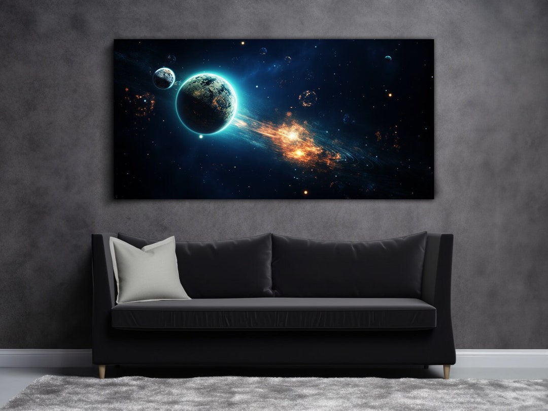 Outerspace Canvas Painting, Outer Space Planet Galaxy Art - Etsy