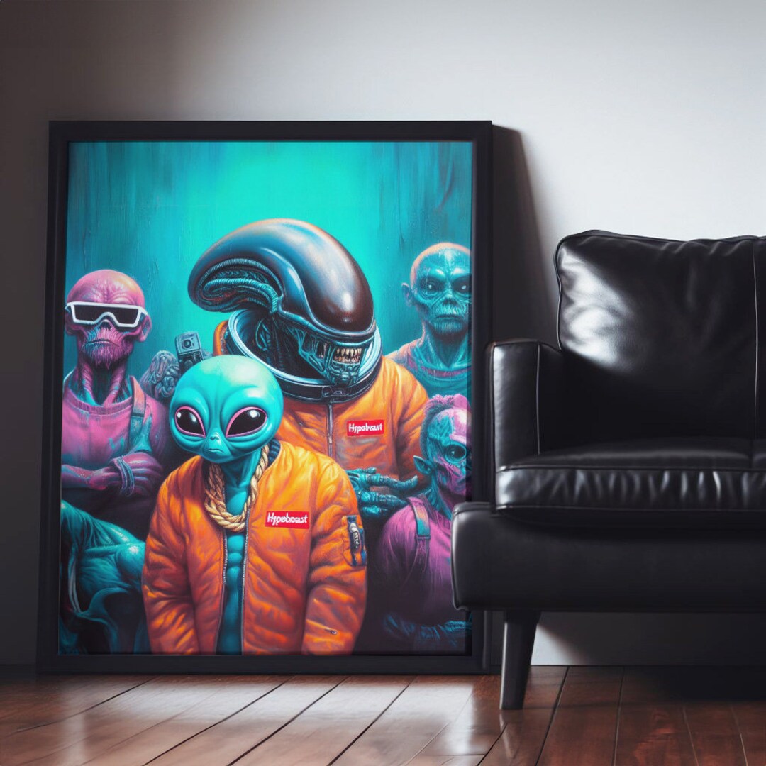 Alien Art Canvas Print Cool Sci-fi Wall Artwork Painting - Etsy
