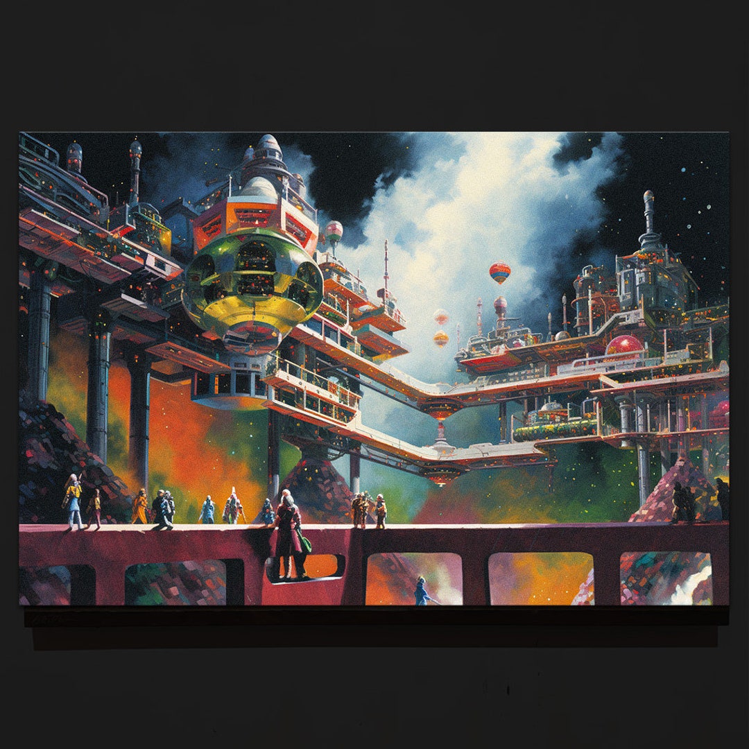 1970s Sci Fi Art Retro Space Station Painting 70s Science - Etsy