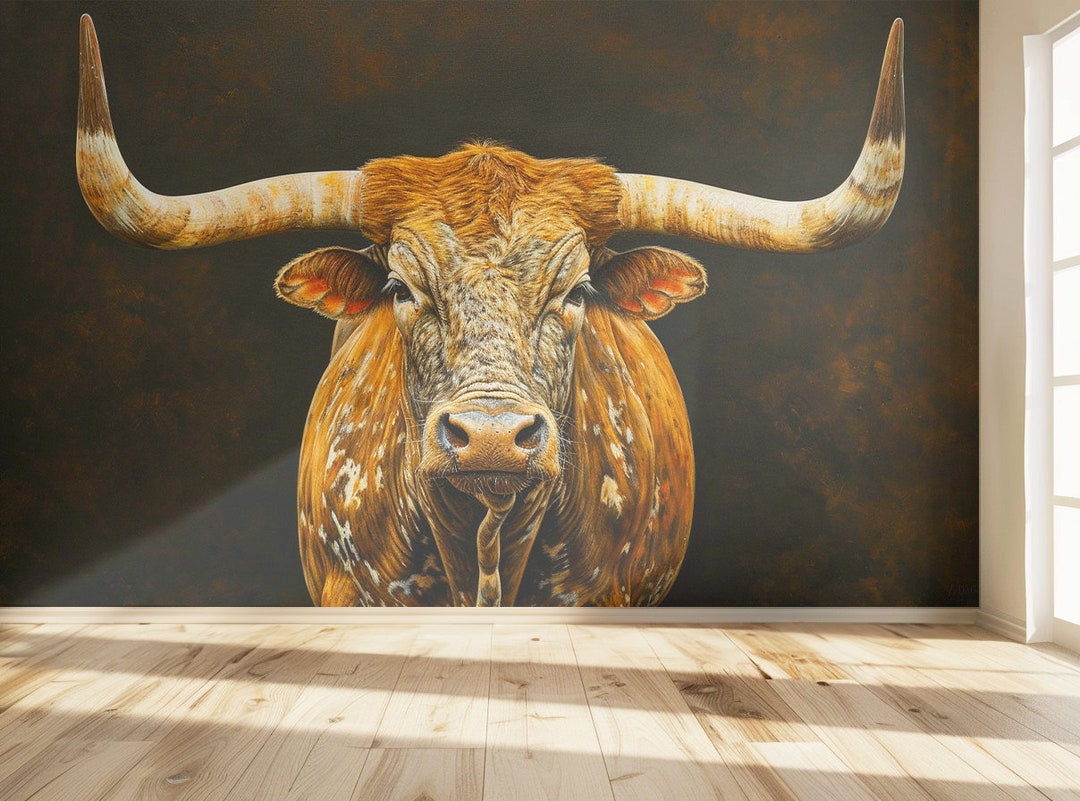 Highland Cow Mural, CUSTOM Size Wallpaper Sticker, Farmhouse Wall Art ...