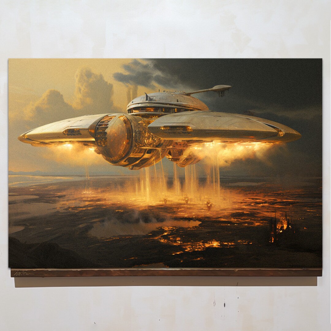 Spaceship Painting Sci-fi Canvas Wall Art Science Fiction - Etsy