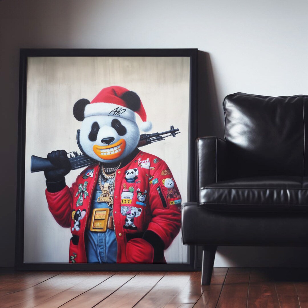 Funny Bad Santa Wall Art Print Badass Christmas Panda - Etsy