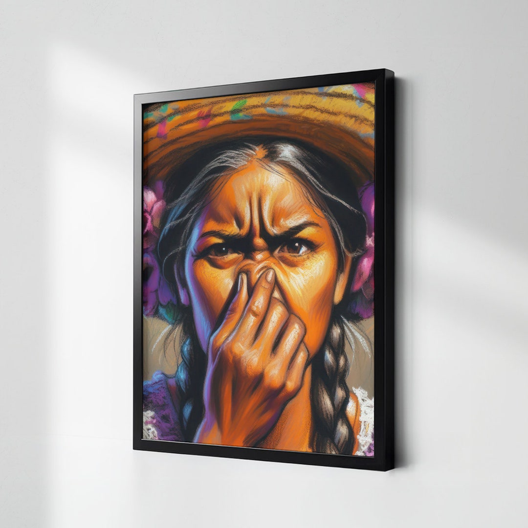 Mexican Bathroom Wall Art, Hispanic Latina Woman Framed Canvas Painting ...