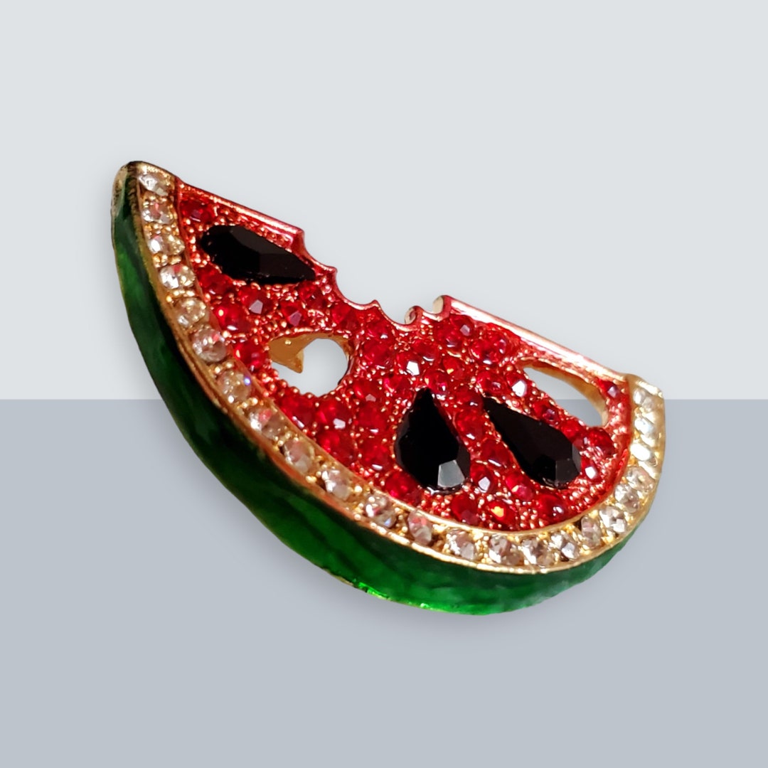 Watermelon Slice 14ct Gold Plated Cubic Zirconia Brooch /necklace,fruit ...