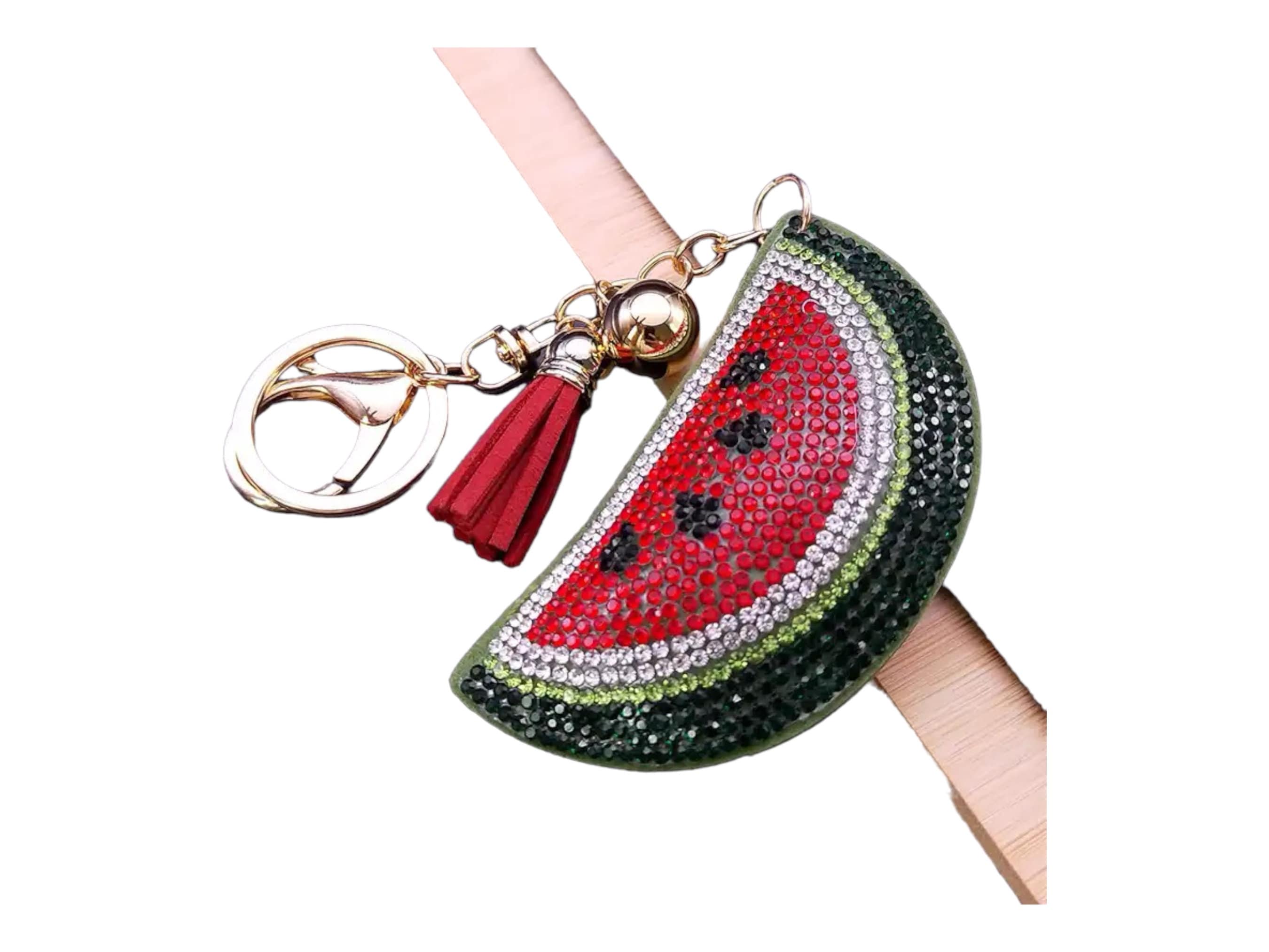 Exclusive, Watermelon Full Crystal Key Chain Women Menleather Gold ...