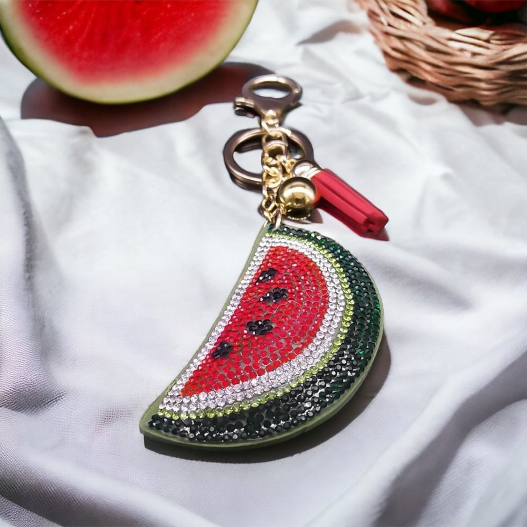 Exclusive, Watermelon Full Crystal Key Chain Women Menleather Gold ...