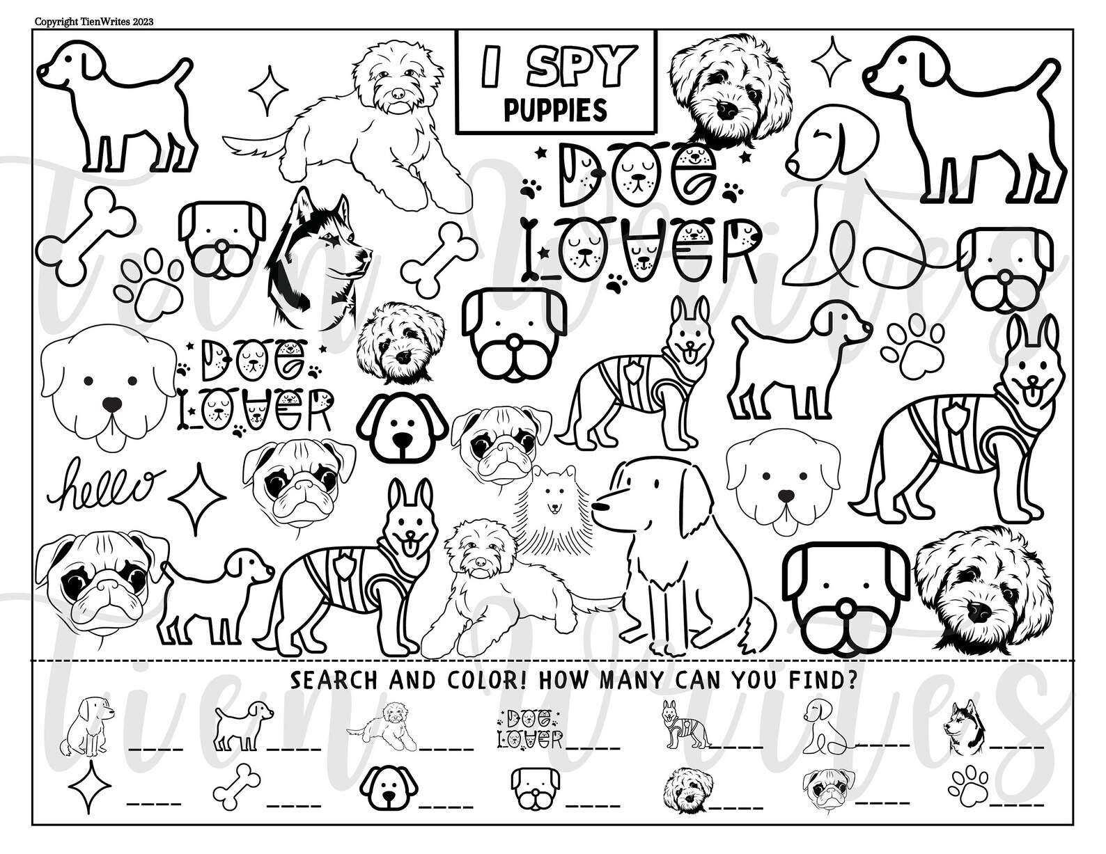 I Spy Puppies Dogs Printable | Spy Games for Kids, I Spy Game Dogs ...