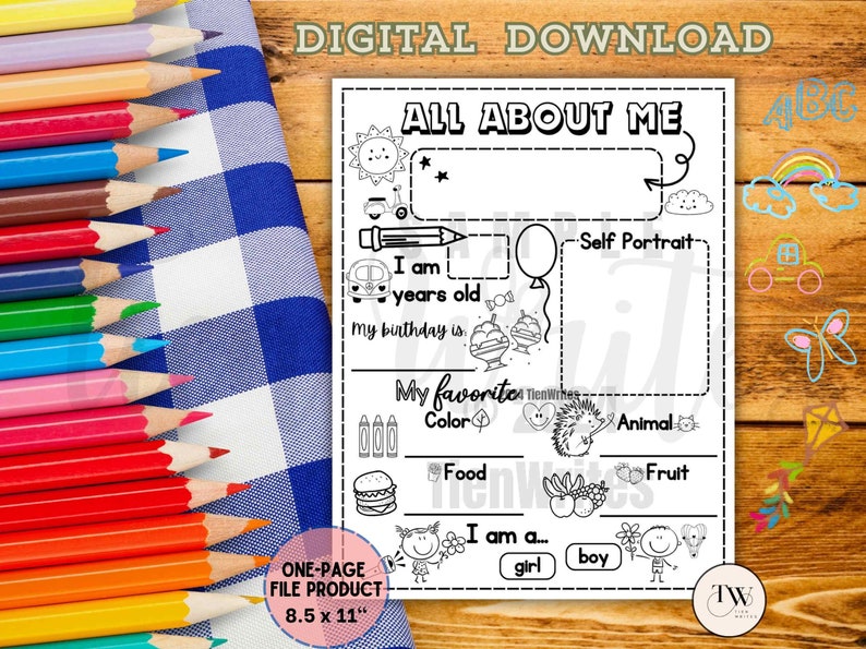 All About Me Sheets, Get to Know Me Printable Back to School DIGITAL ...