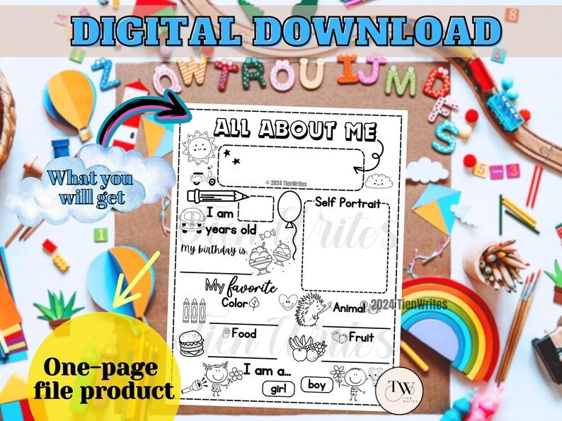 All About Me Sheets, Get to Know Me Printable Back to School DIGITAL ...