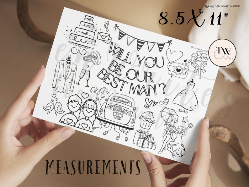 Will You Be Our Best Man | Wedding DIGITAL Coloring Page, PRINTABLE ...