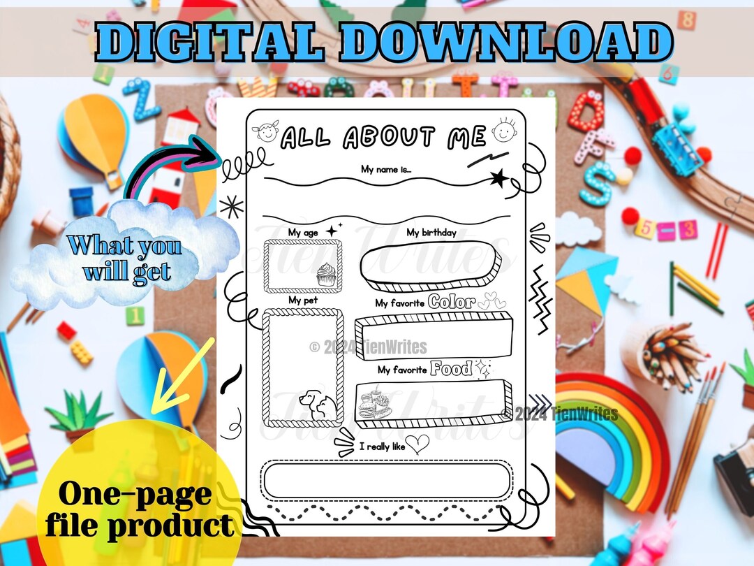 All About Me, Get to Know Me Printable | Homeschool Activity DIGITAL ...