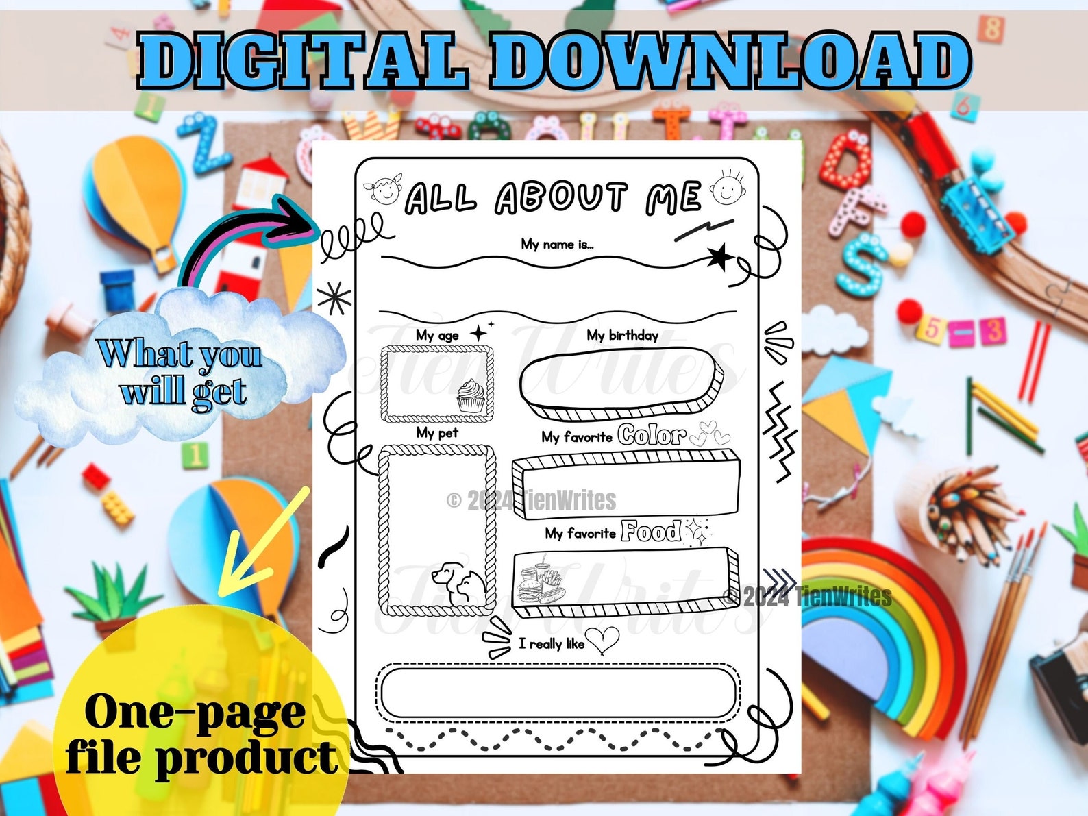 All About Me, Get to Know Me Printable Homeschool Activity DIGITAL ...