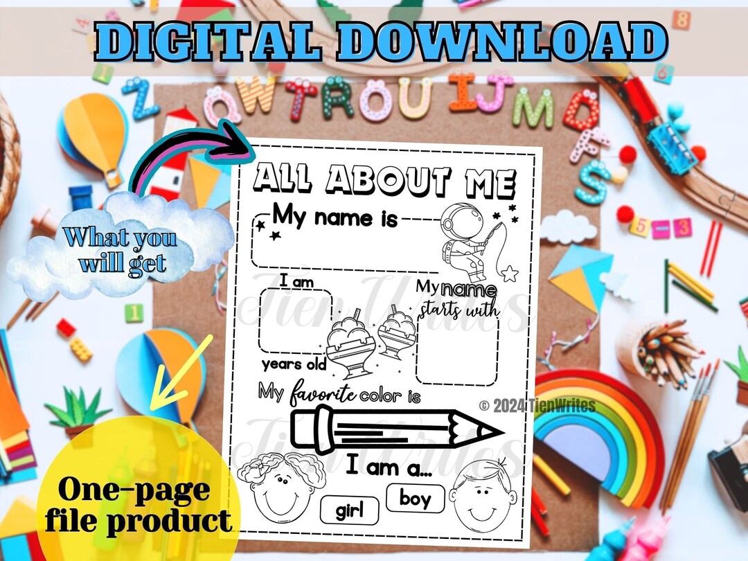 All About Me Sheets, Get to Know Me Printable | Back to School DIGITAL ...