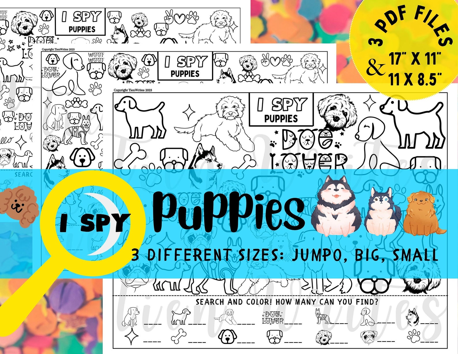 I Spy Puppies Dogs Printable | Spy Games for Kids, I Spy Game Dogs ...