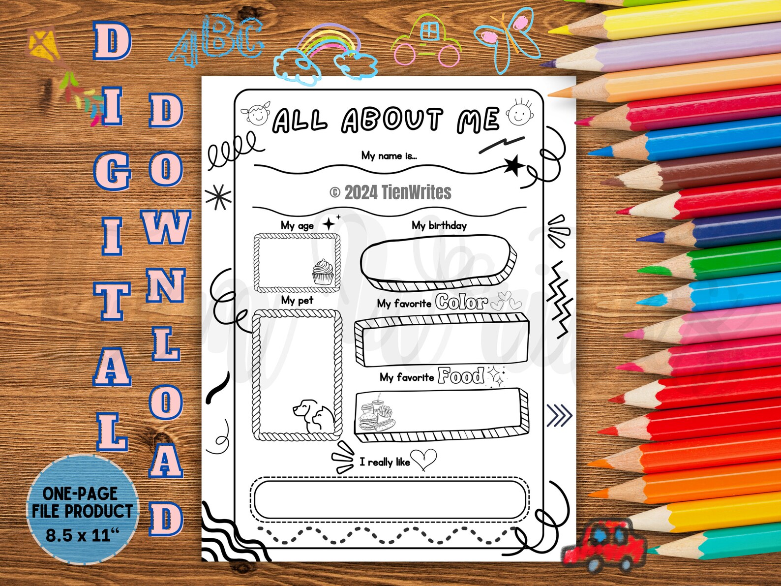 All About Me, Get to Know Me Printable Homeschool Activity DIGITAL ...