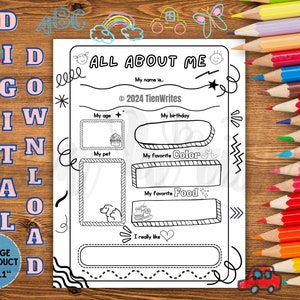 All About Me, Get to Know Me Printable | Homeschool Activity DIGITAL ...