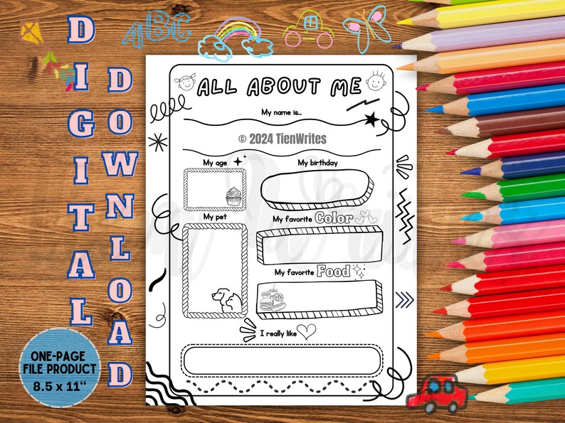 All About Me, Get to Know Me Printable Homeschool Activity DIGITAL ...