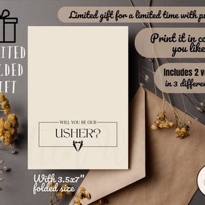 Usher Proposal Cards | Will You Be Our Usher Invitation, DIY Wedding ...
