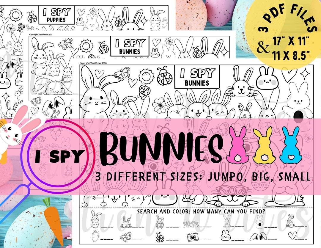 I Spy Bunnies Rabbits Printable | Spy Games for Kids, I Spy Game Bunny ...