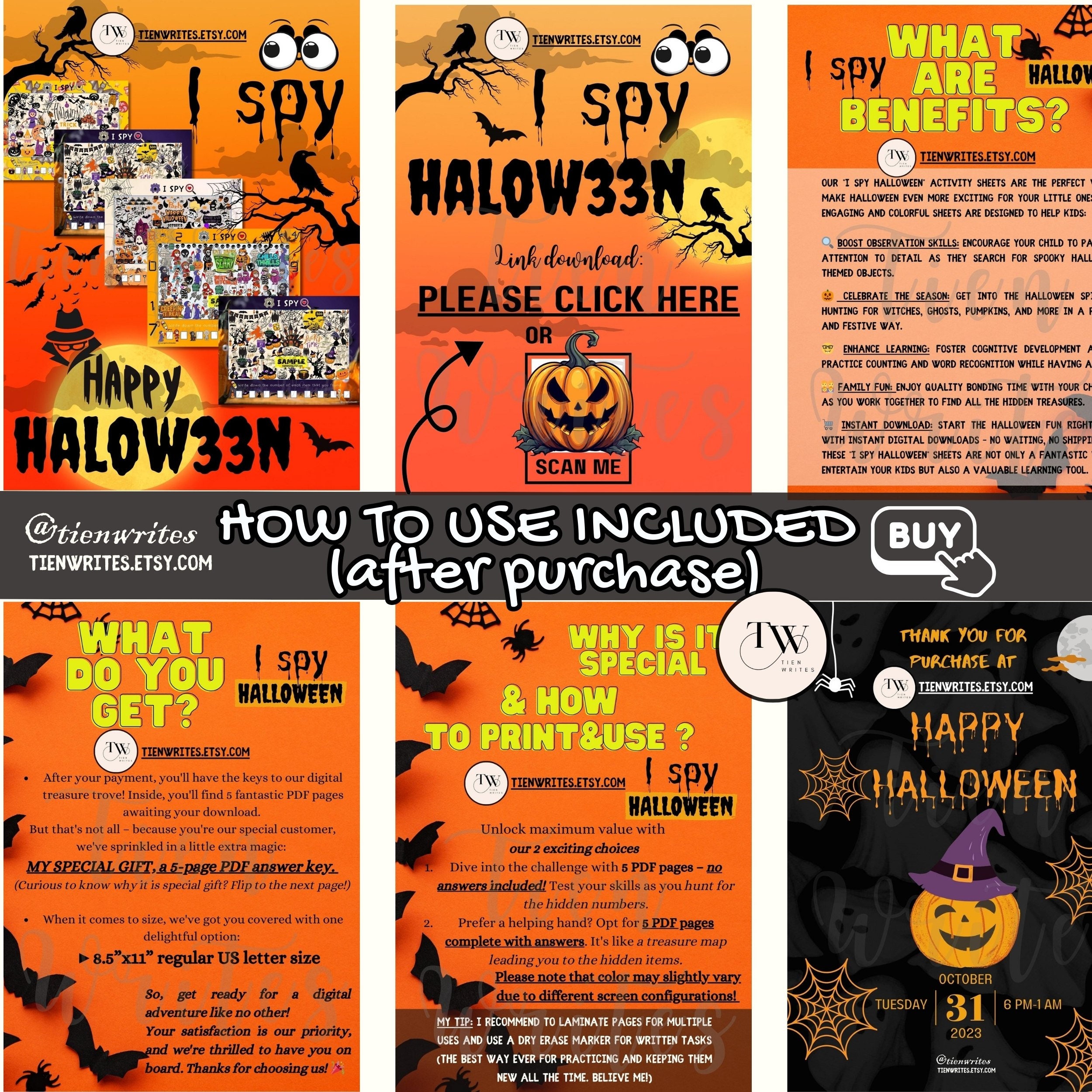 I Spy Halloween Printable Spy Games Kids, Halloween, Autumn Fall Sheets ...