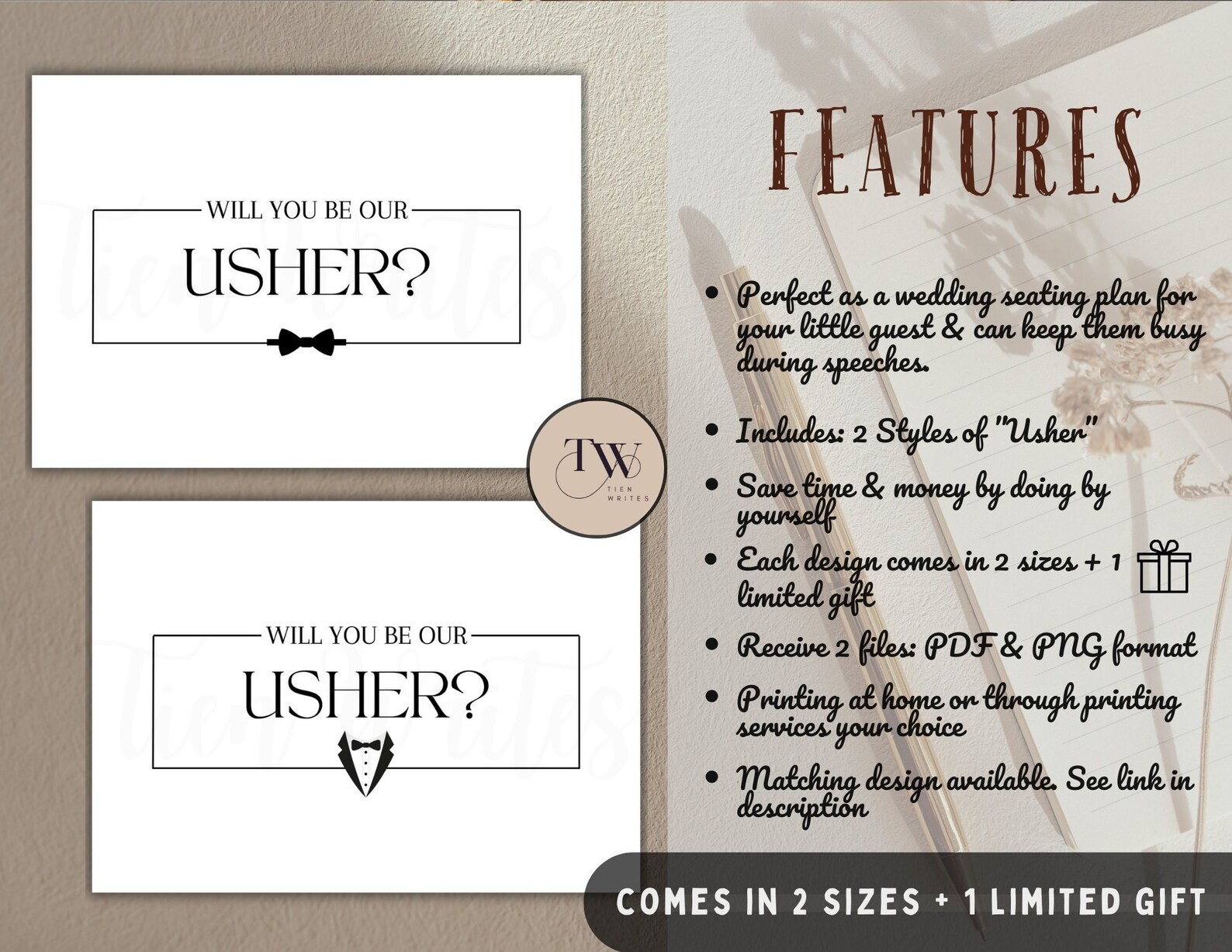 Usher Proposal Cards Will You Be Our Usher Invitation DIY - Etsy