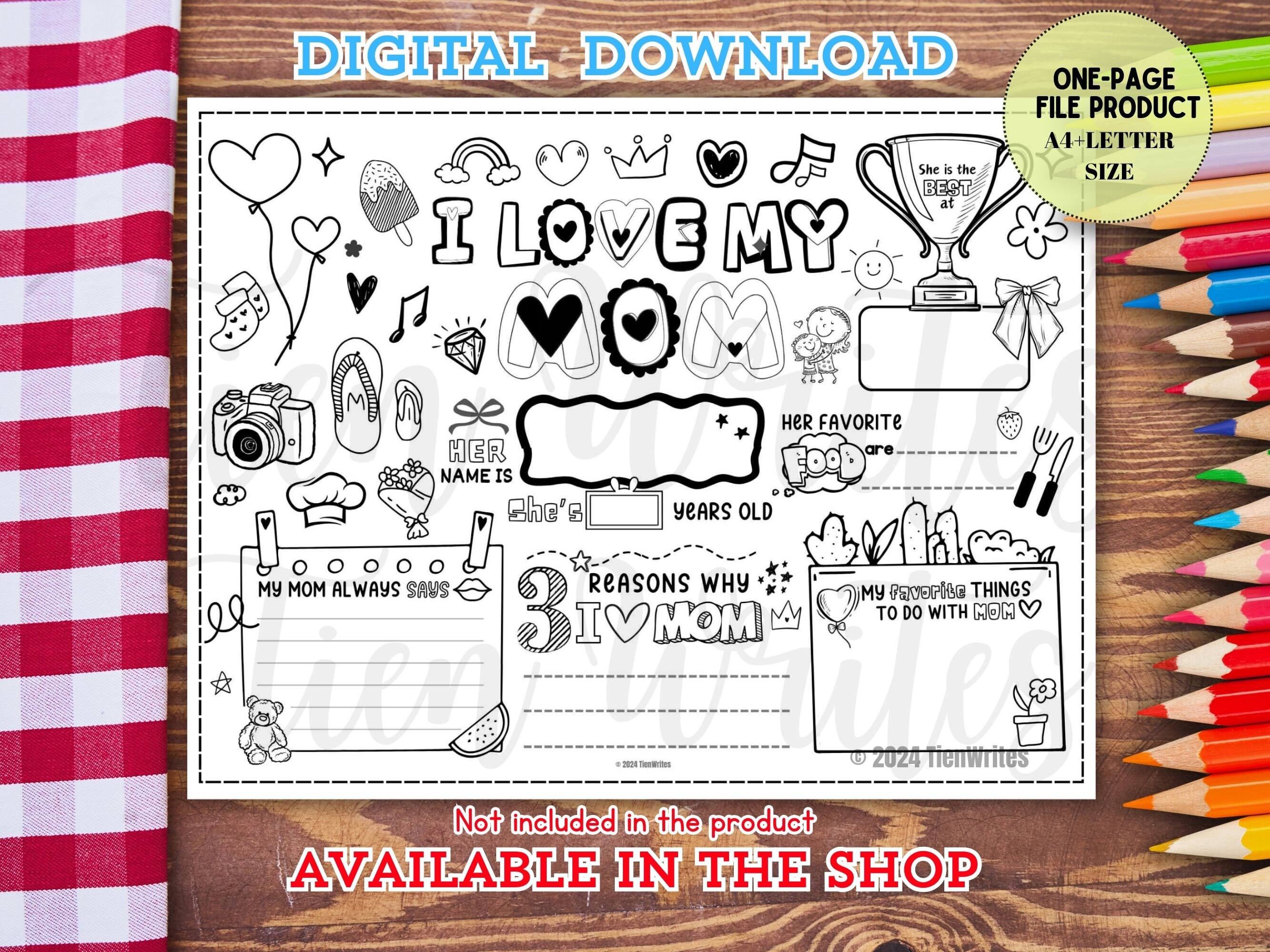 I Love My Dad Coloring Sheet, DIGITAL DOWNLOAD, Home Activity, All ...
