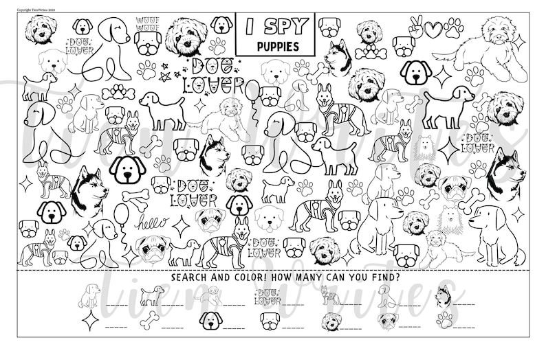 I Spy Puppies Dogs Printable | Spy Games for Kids, I Spy Game Dogs ...
