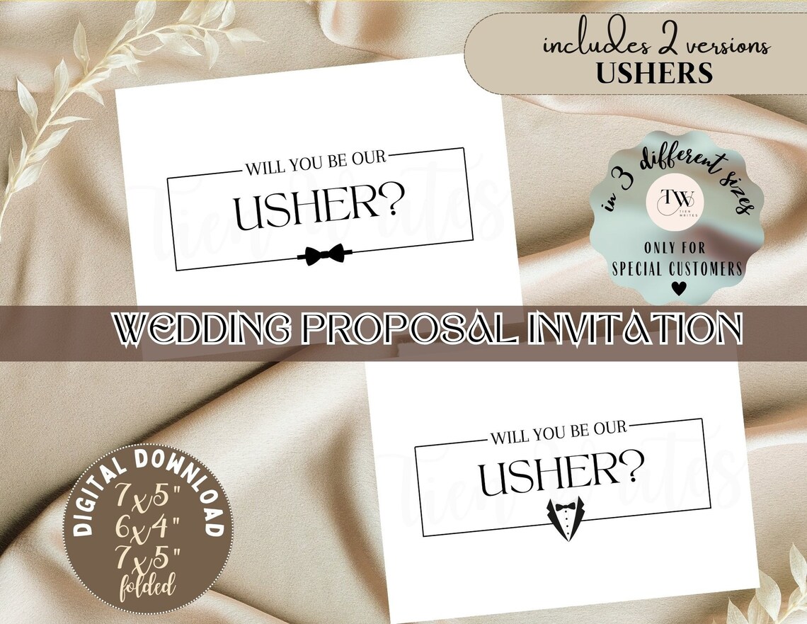 Usher Proposal Cards | Will You Be Our Usher Invitation, DIY Wedding ...