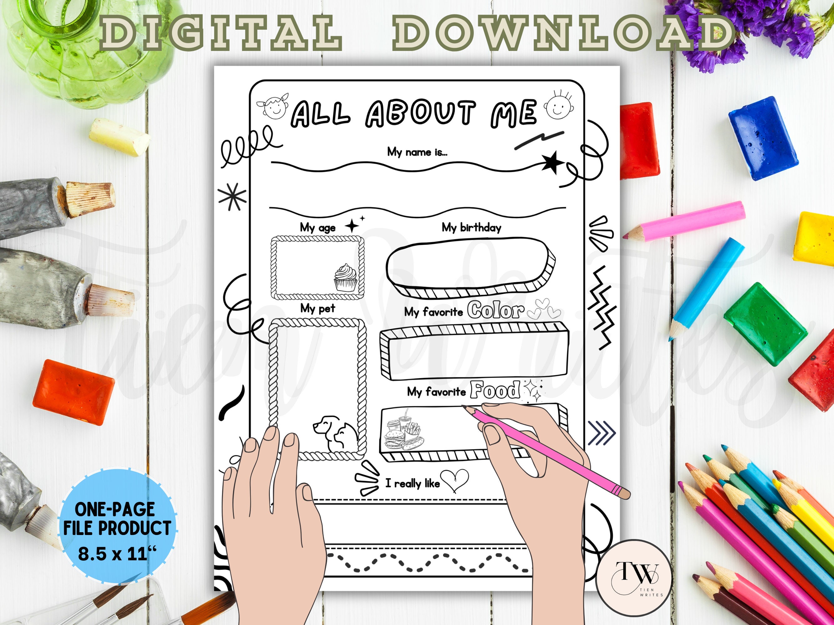 All About Me, Get to Know Me Printable Homeschool Activity DIGITAL ...