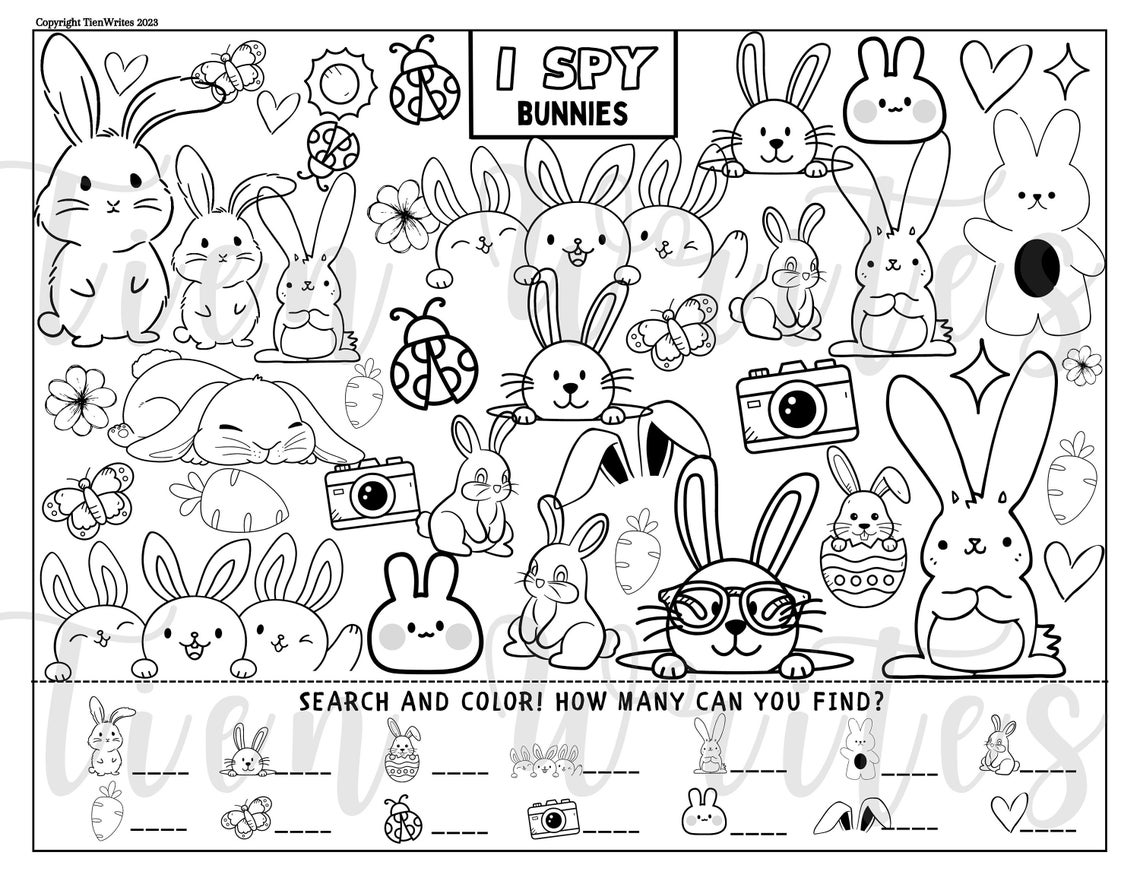 I Spy Bunnies Rabbits Printable | Spy Games for Kids, I Spy Game Bunny ...