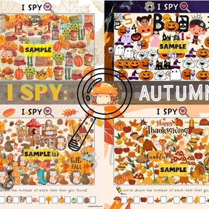 I Spy Autumn Fall Printable | Spy Games Kids, Halloween, Thanksgiving ...