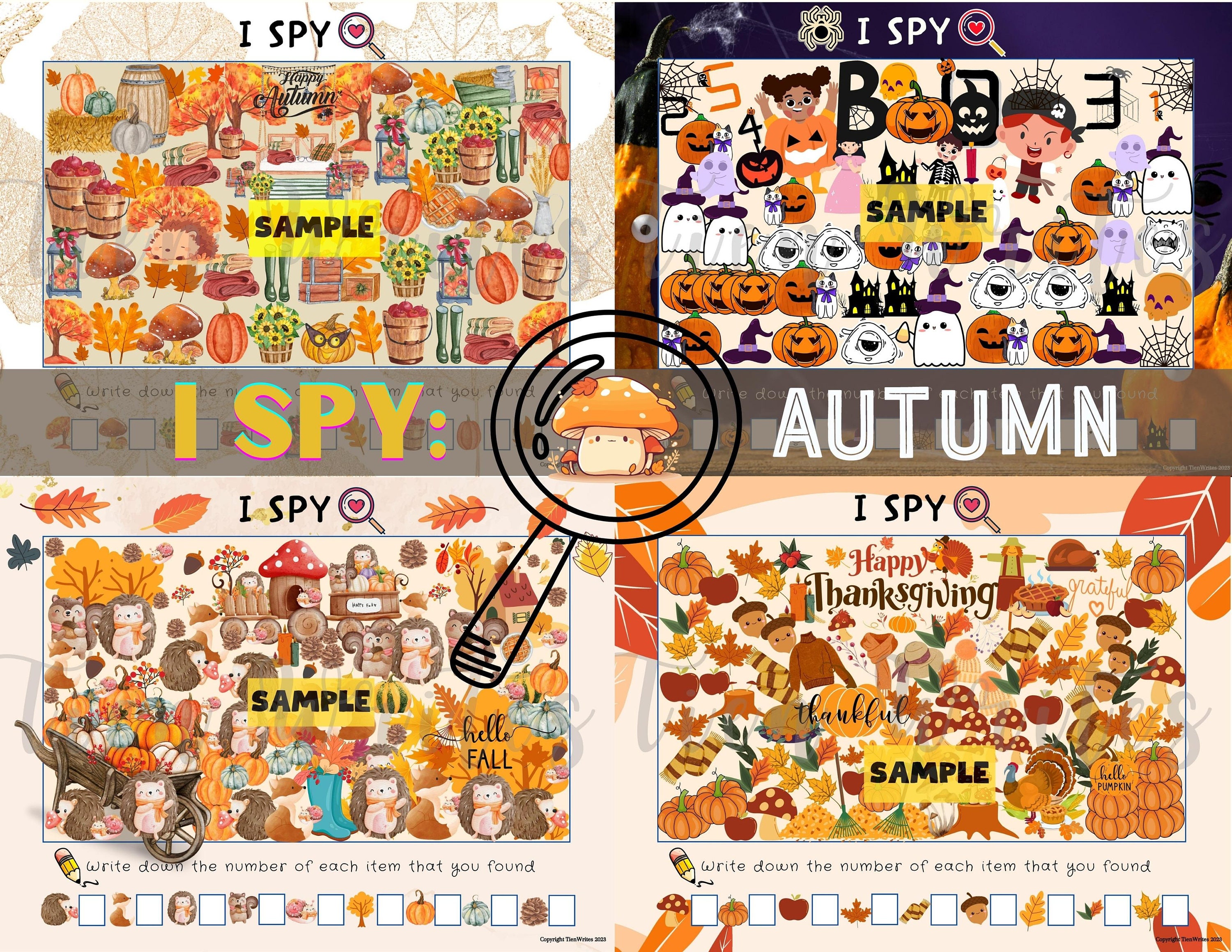 I Spy Autumn Fall Printable | Spy Games Kids, Halloween, Thanksgiving ...