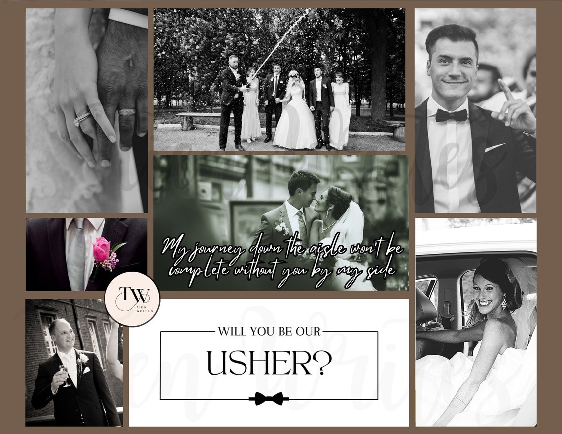 Usher Proposal Cards Will You Be Our Usher Invitation DIY - Etsy