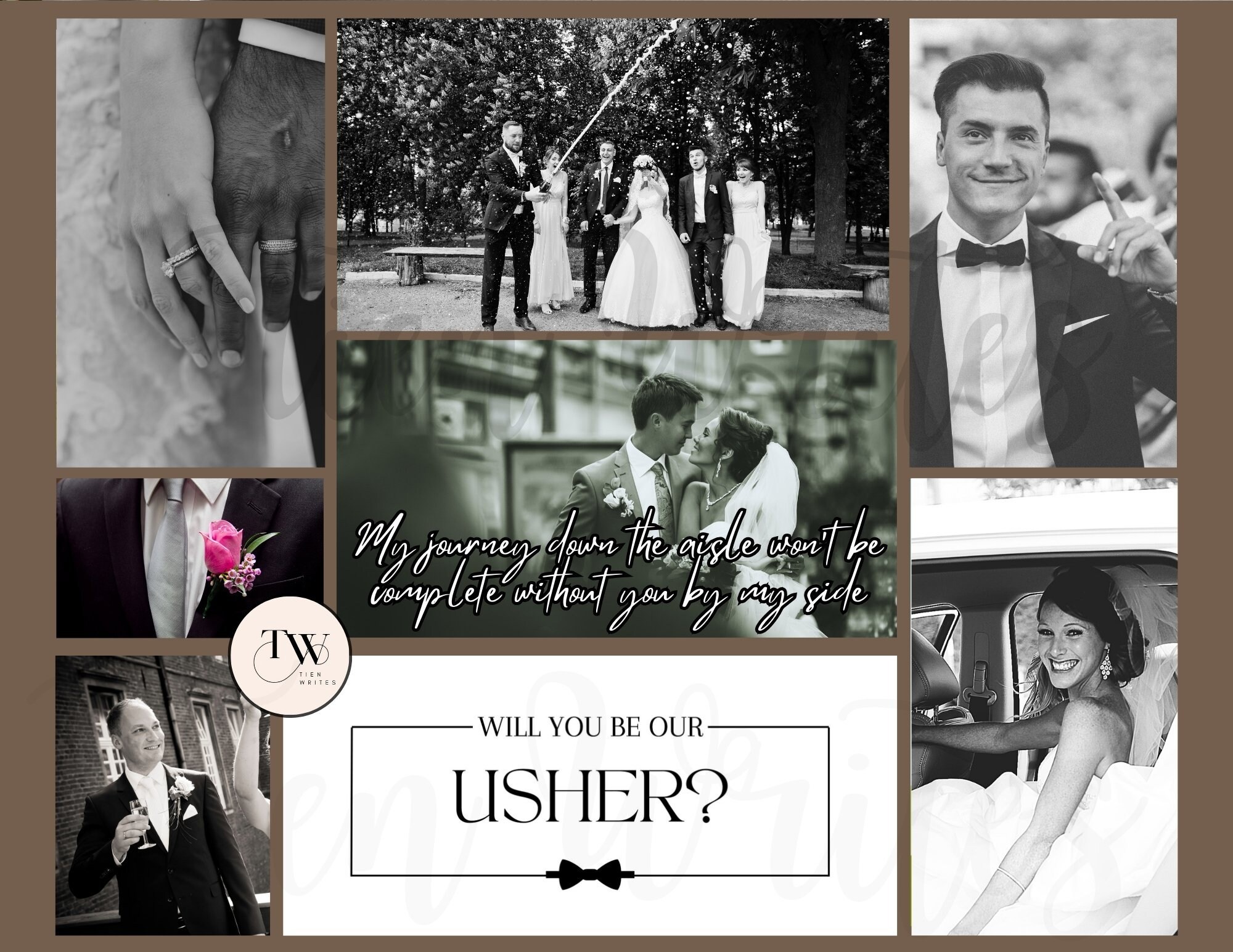 Usher Proposal Cards | Will You Be Our Usher Invitation, DIY Wedding ...