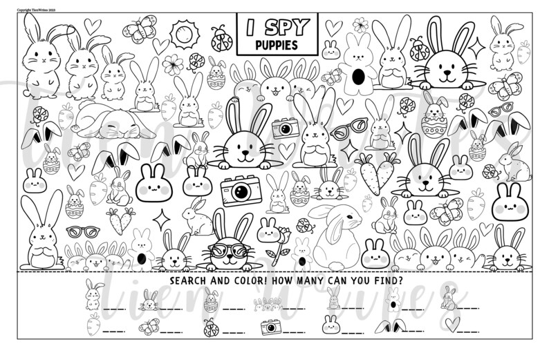 I Spy Bunnies Rabbits Printable | Spy Games for Kids, I Spy Game Bunny ...
