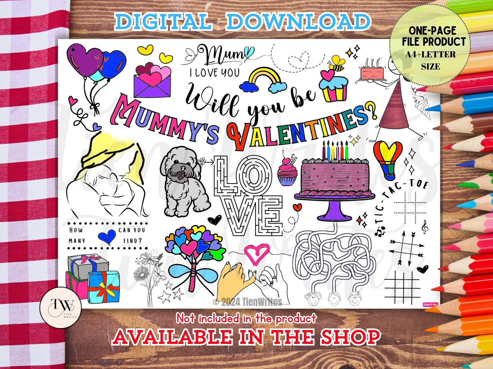 I Love My Mom Coloring Sheet, DIGITAL DOWNLOAD, Home Activity, All ...