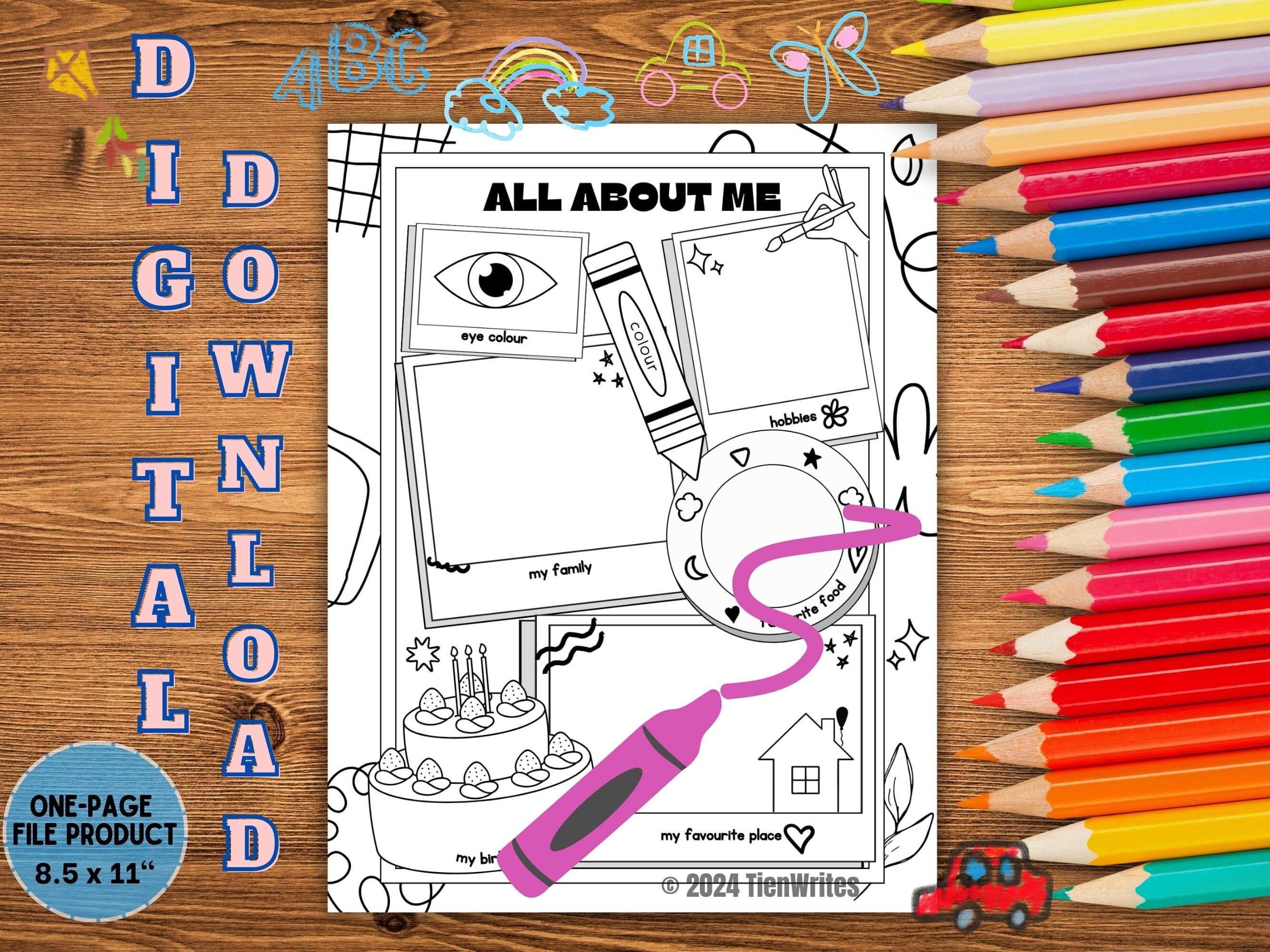 All About Me, Get to Know Me Printable Homeschool Activity DIGITAL ...