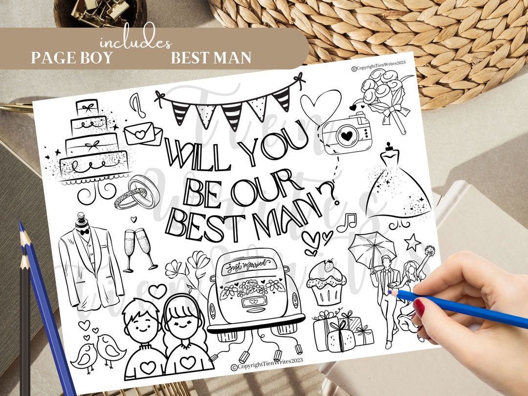 Will You Be Our Best Man | Wedding DIGITAL Coloring Page, PRINTABLE ...
