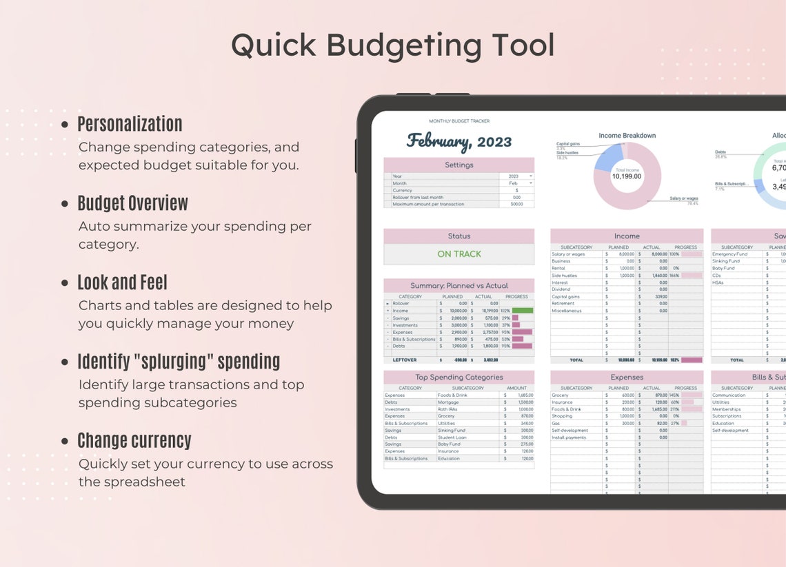 Printable Monthly Budget Planner, Paycheck Tracker - Birth Flower Theme ...